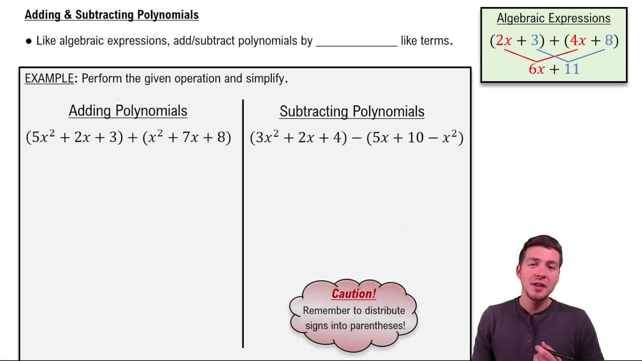 Adding And Subtracting Polynomials Worksheet With Answer Key