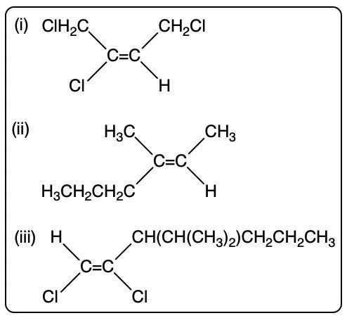 Show the correct condensed mixed structures of the compounds list ...