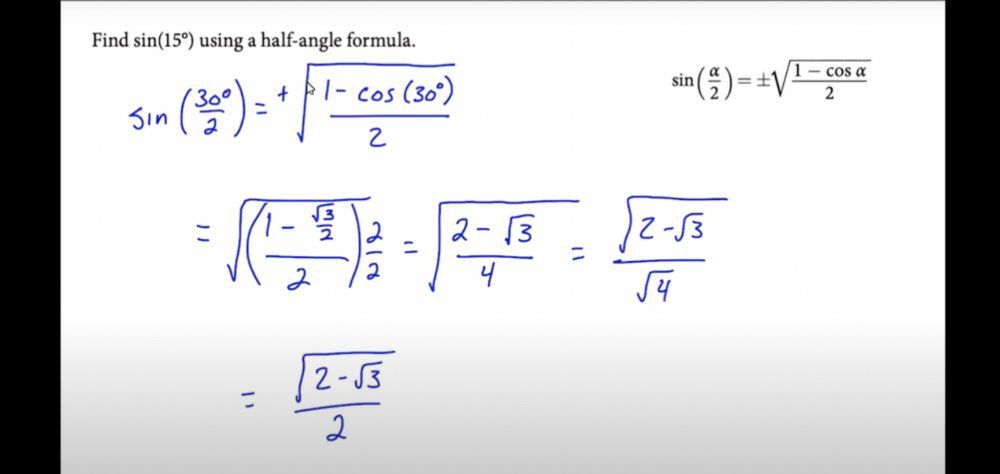 Trigonometry Half Angle Formulas