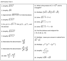 Intermediate Algebra Study Guide: Practice Test & Answers | Notes